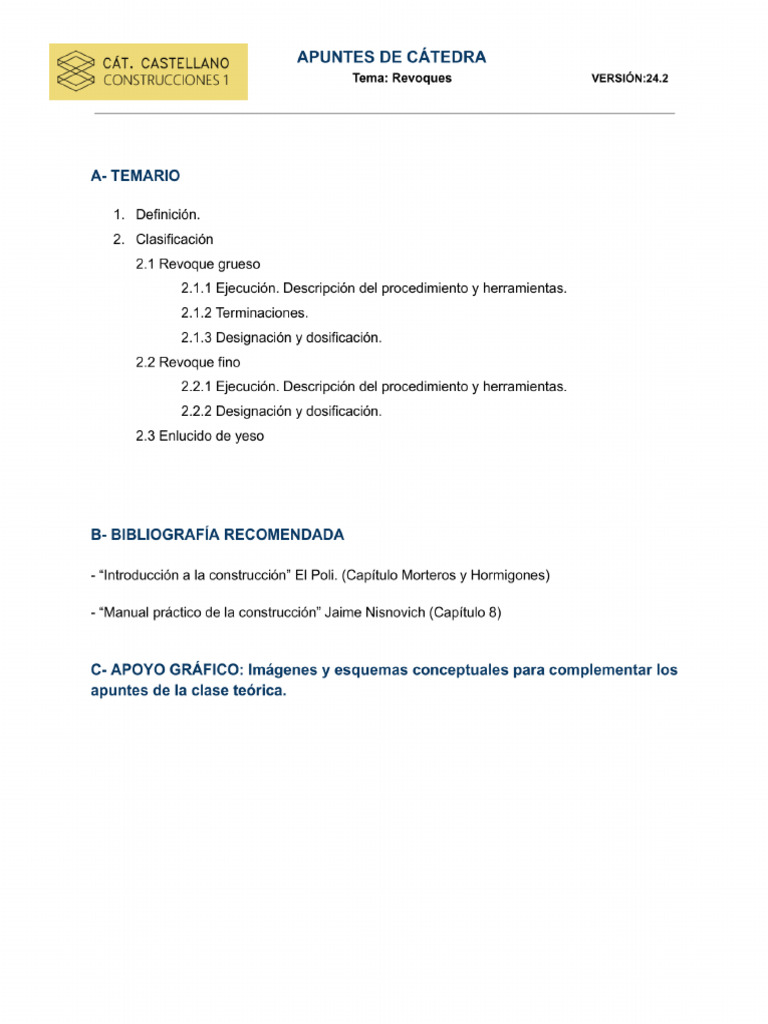 C1 Castellano - APUNTE - Revoques - V24.2 | PDF