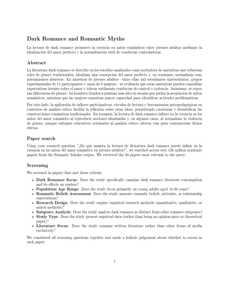 Elicit - Dark Romance and Romantic Myths - Report | PDF | Methodology ...