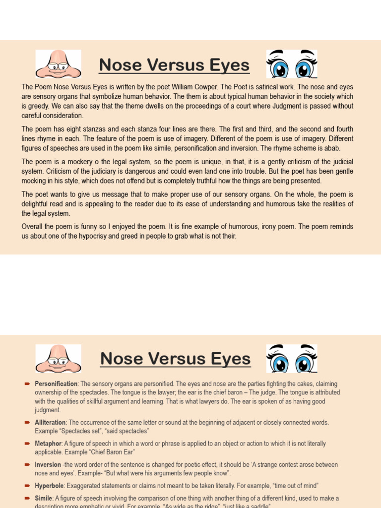 2.5 Nose Versus Eyes Poem Appreciation | PDF | Poetry