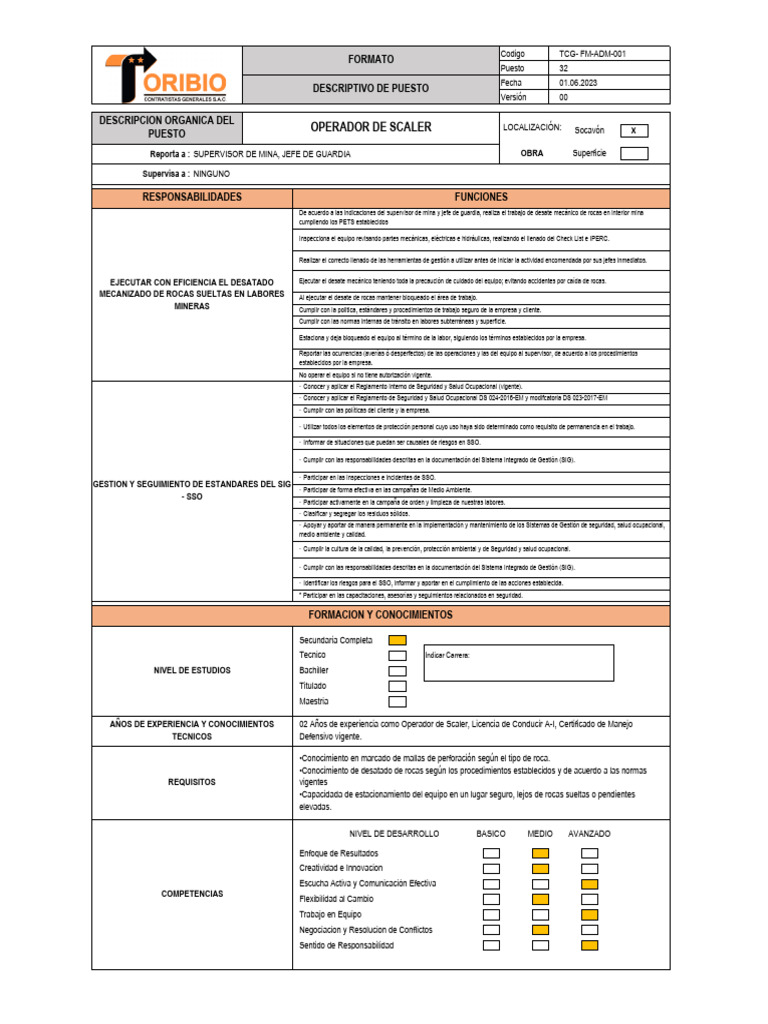 32.operador de Scaler | PDF | Seguridad y salud ocupacional | Minería