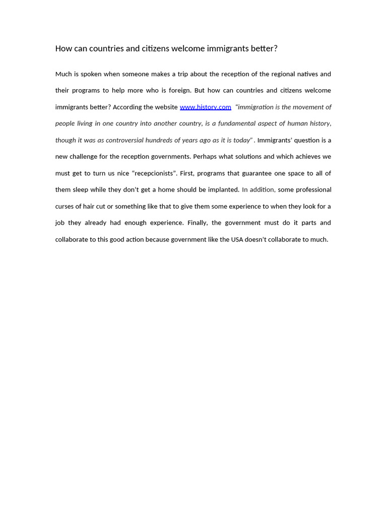 How Can Countries and Citizens Welcome Immigrants Better | PDF