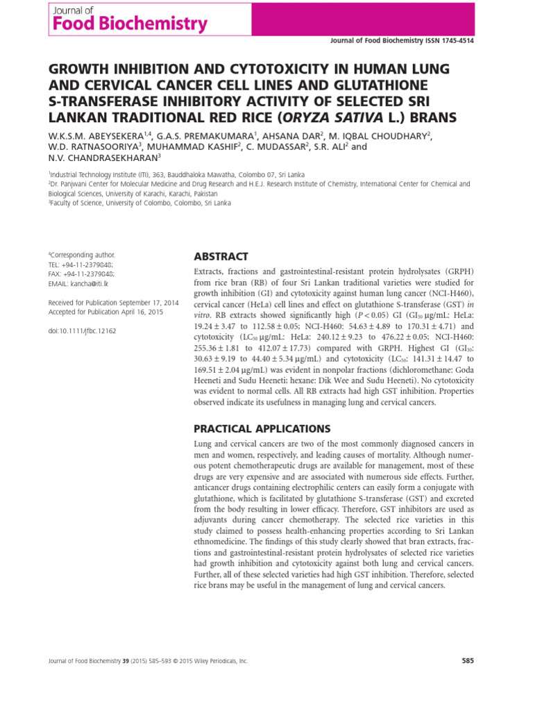 2015 - Anticancer Properties of Rice Bran | PDF | Glutathione S ...