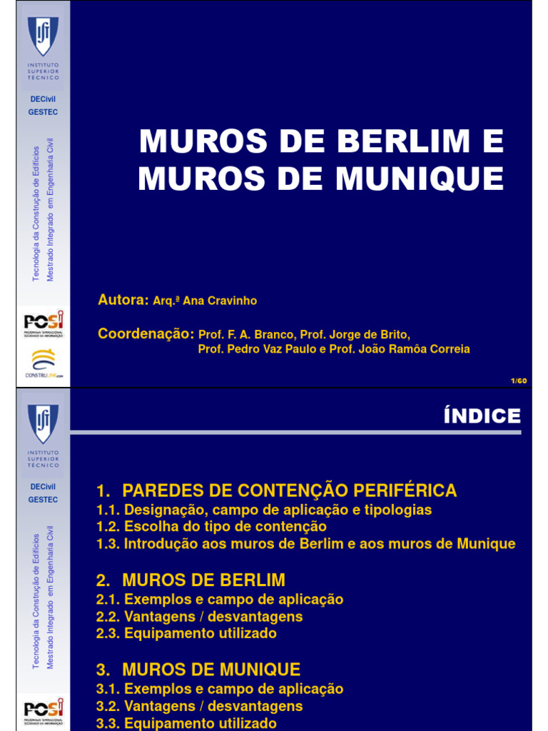 Muros de Berlim e Muros de Munique - Cor | PDF | Engenharia Civil ...