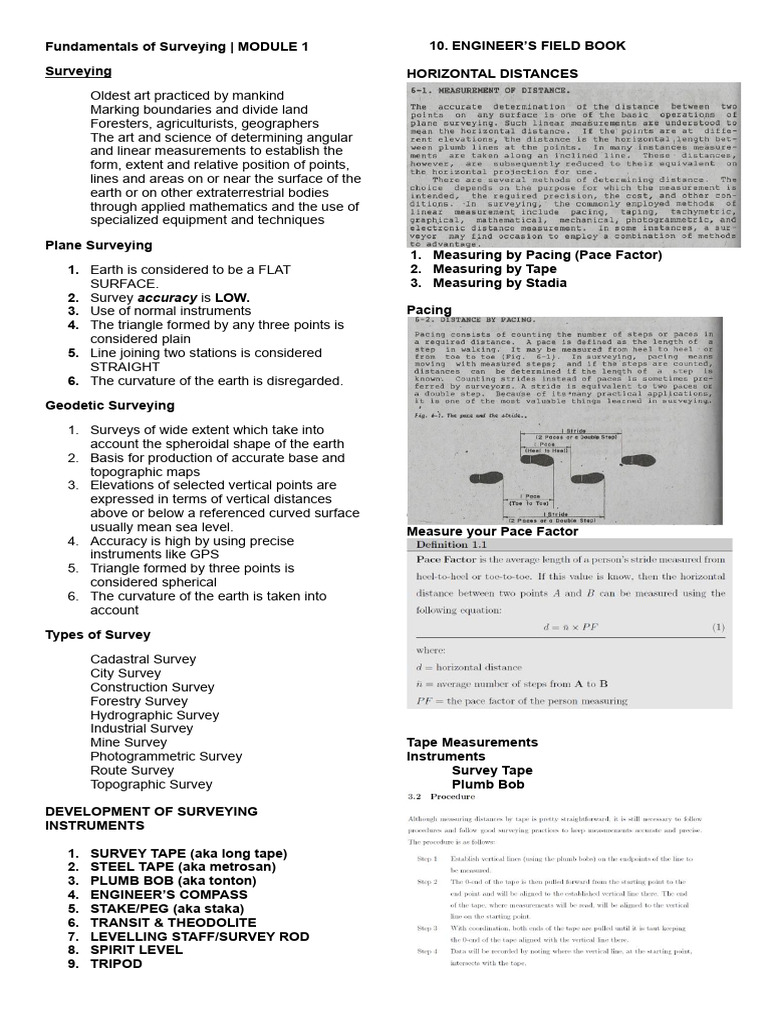 Fundamentals of Surveying Notes | PDF | Surveying | Accuracy And Precision