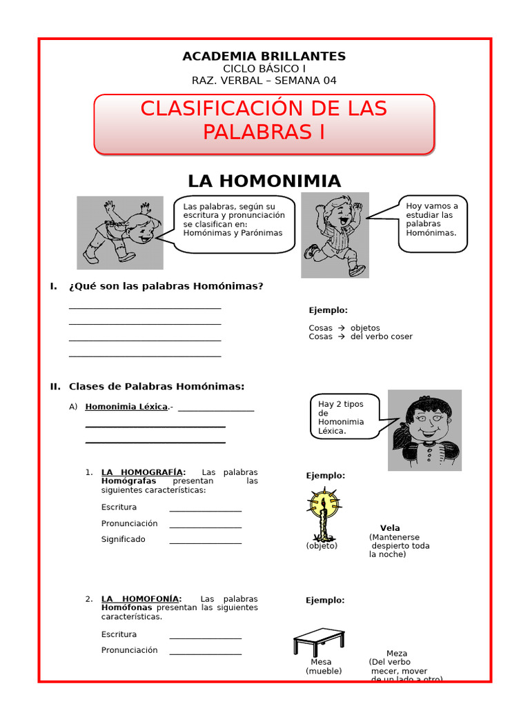 SEMANA 04 - Las-Palabras-Homonimas | PDF | Verbo | Sintaxis