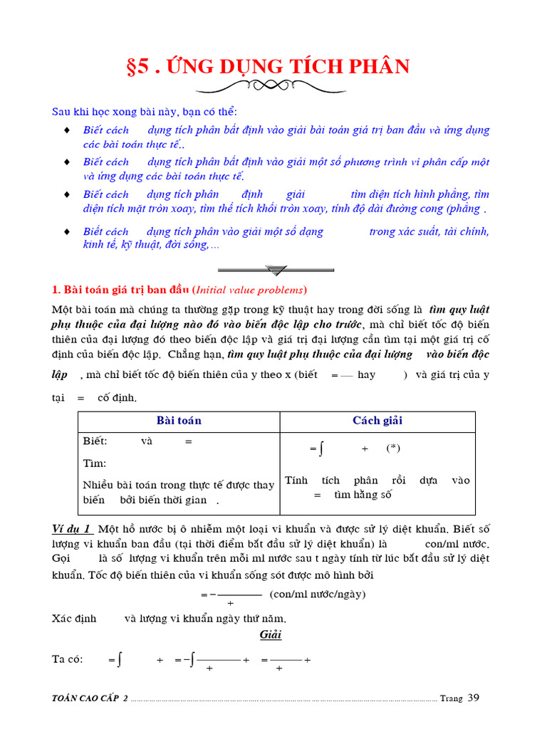 Chương 67 - Bài 5 - NG D NG Tích Phân | PDF