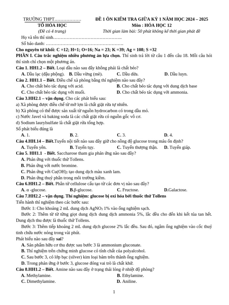 24 - 25. Đề LT Hóa 12 - GHKI - Lê Xuân Hậu- Hà Nội - Chi Nguyễn | PDF