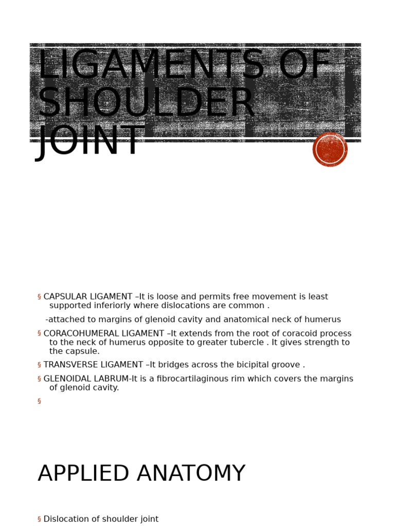 Ligaments of Shoulder Joint | PDF
