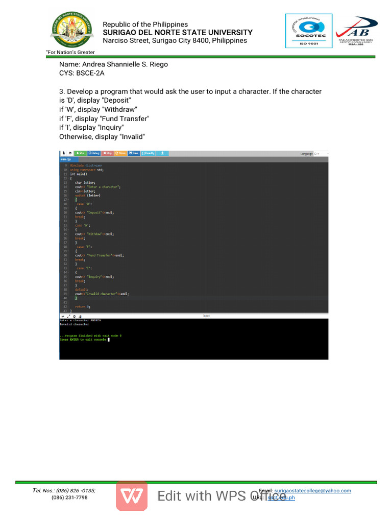 E5 - (Switch Condition) - RIEGO | PDF