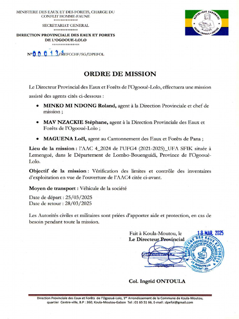 Ordre de Mission Sfik- Aac4 | PDF