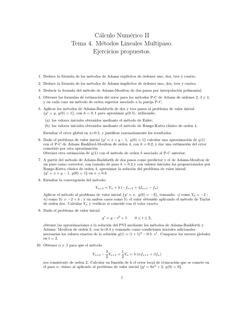 Ejercicios Tema4 | PDF | Ecuaciones diferenciales | Matemáticas