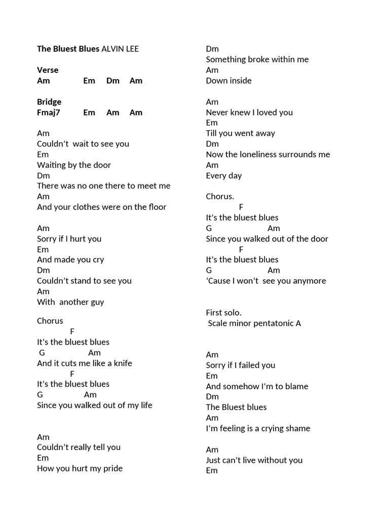 The Bluest Blues Chords & Lyrics | PDF