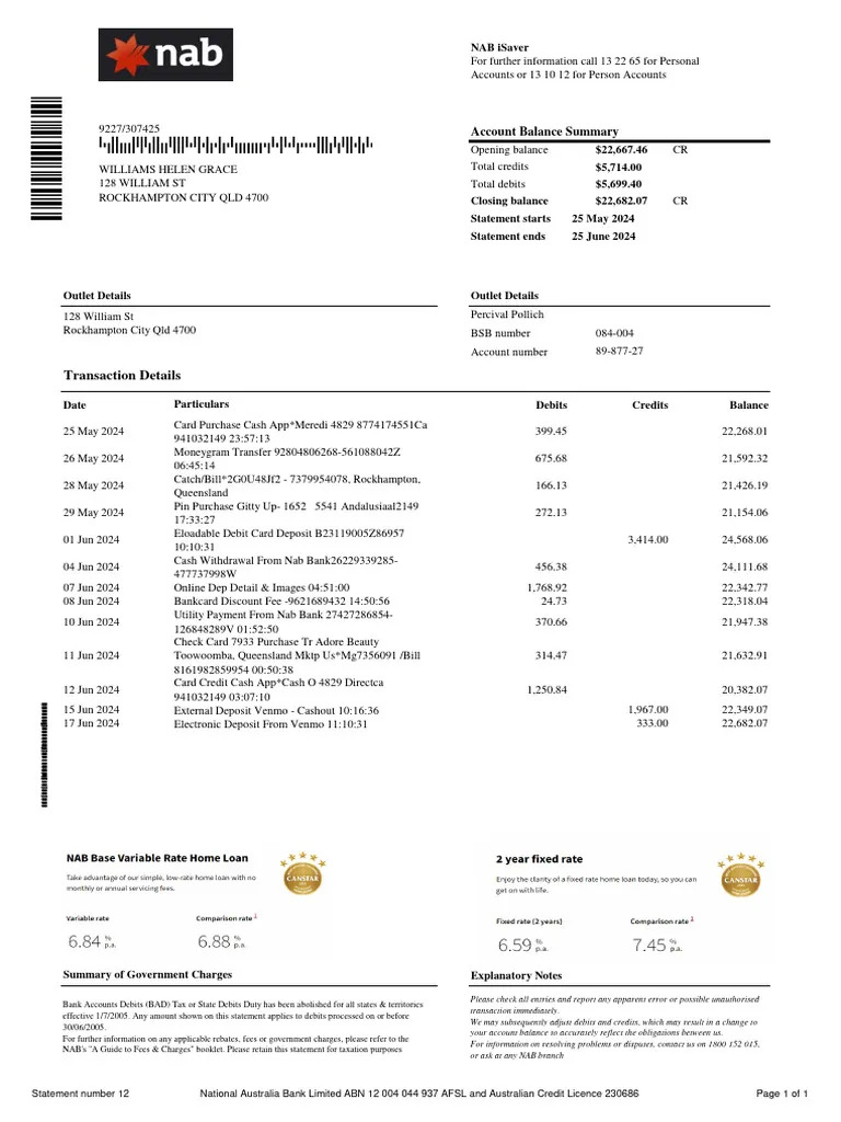 Nab Bank Statement | PDF
