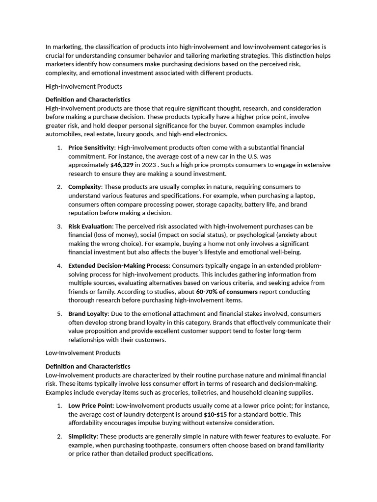 Characteristics of High-Involvement Purchases | PDF | Consumer ...