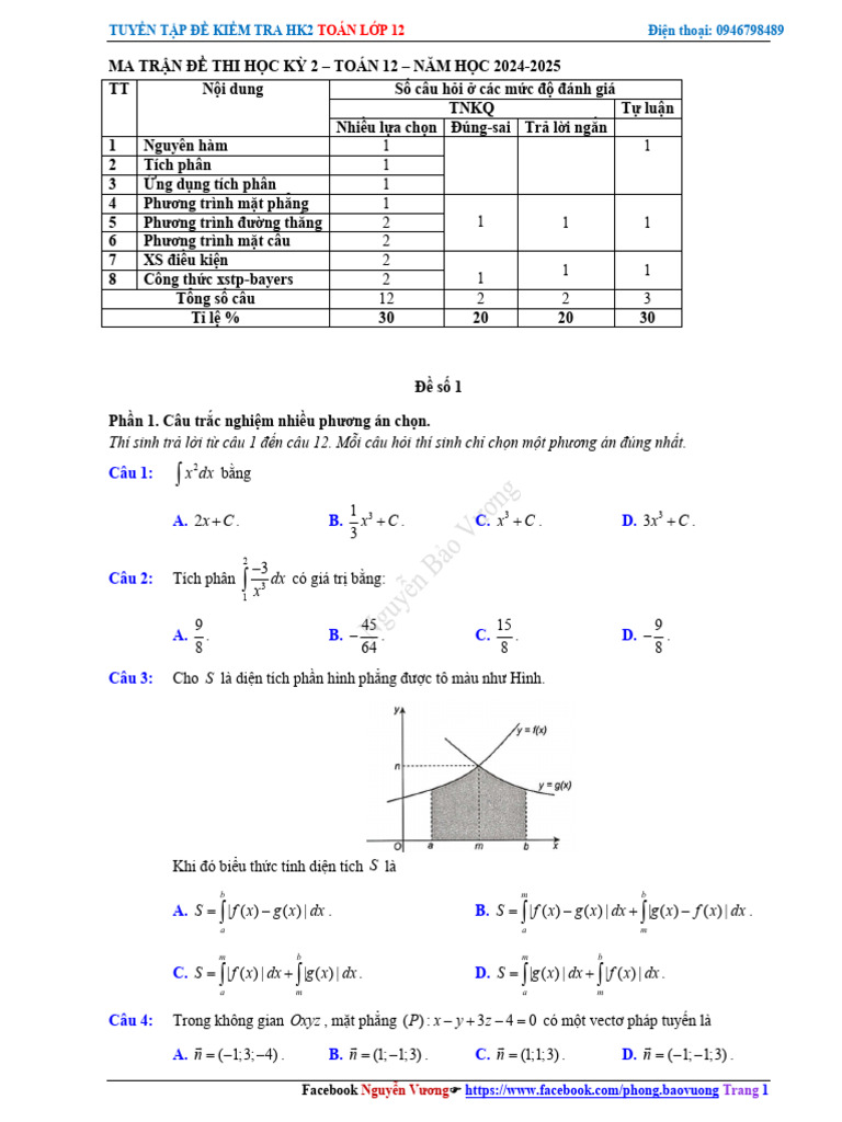 (NBV)-10 ĐỀ KIỂM TRA HK2-TOÁN 12-DUNG CHUNG 3 SÁCH | PDF
