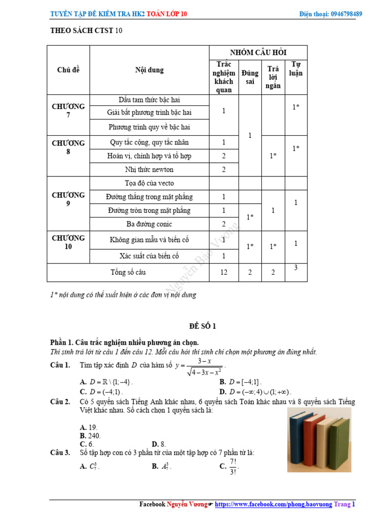 (NBV)-10 ĐỀ KIỂM TRA HK2-TOÁN 10-CTST | PDF