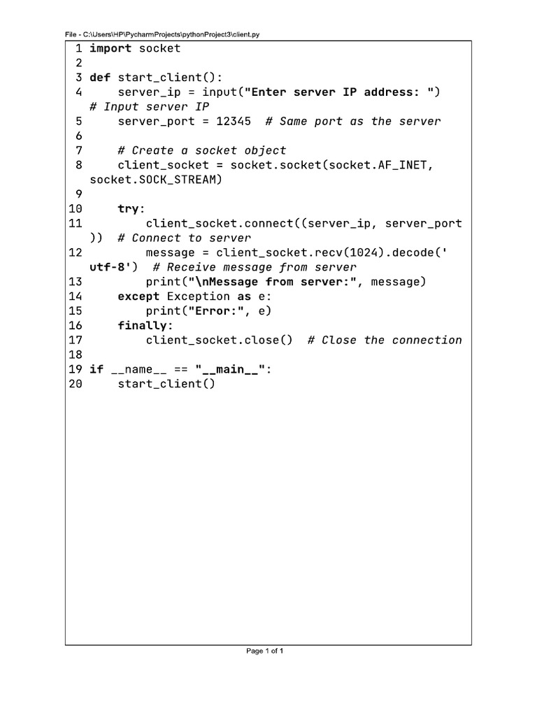 TCP Client Server | PDF