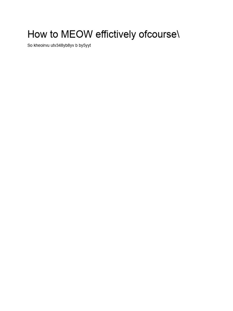 How To MEOW Effictively Ofcourse | PDF