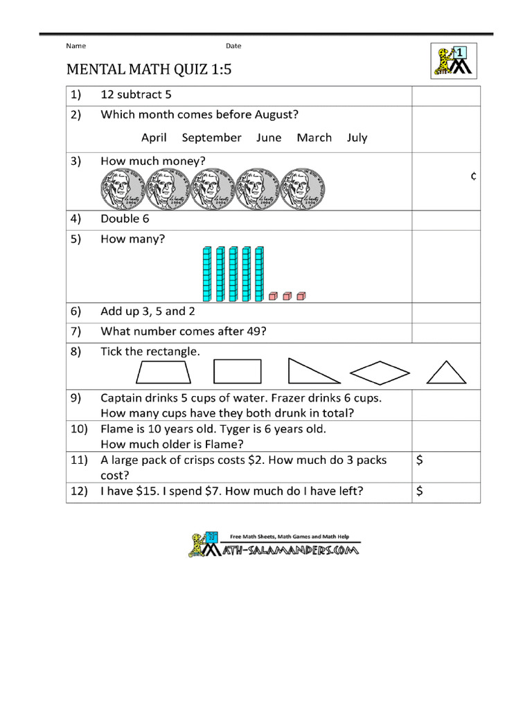 First-Grade-Mental-Math-5.gif 1,000×1,294 Pixels | PDF