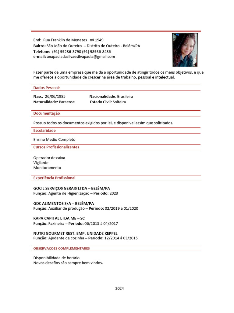 curriculo- Ana Paula da Silva | PDF