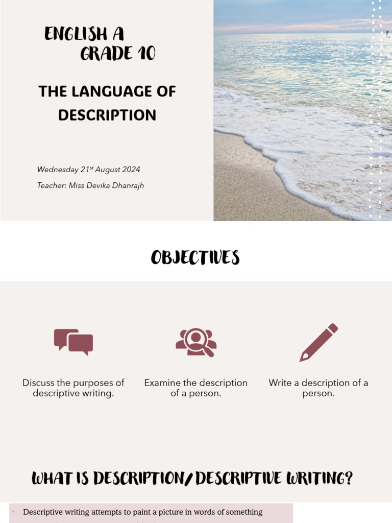 Lesson 3 - Descriptive Writing | PDF