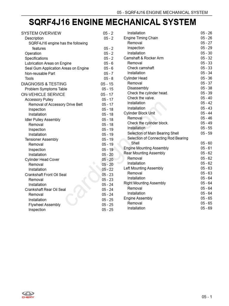 Chery 1.6 LTs 05 SQRE4G15C ENGINE MECHANICAL SYSTEM | PDF | Belt (Mechanical) | Engines