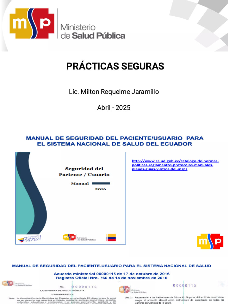 Prácticas Seguras MSP Ecuador | PDF