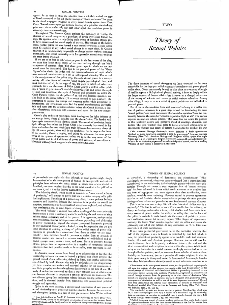 Millett Kate Sexual Politics 1970 | PDF