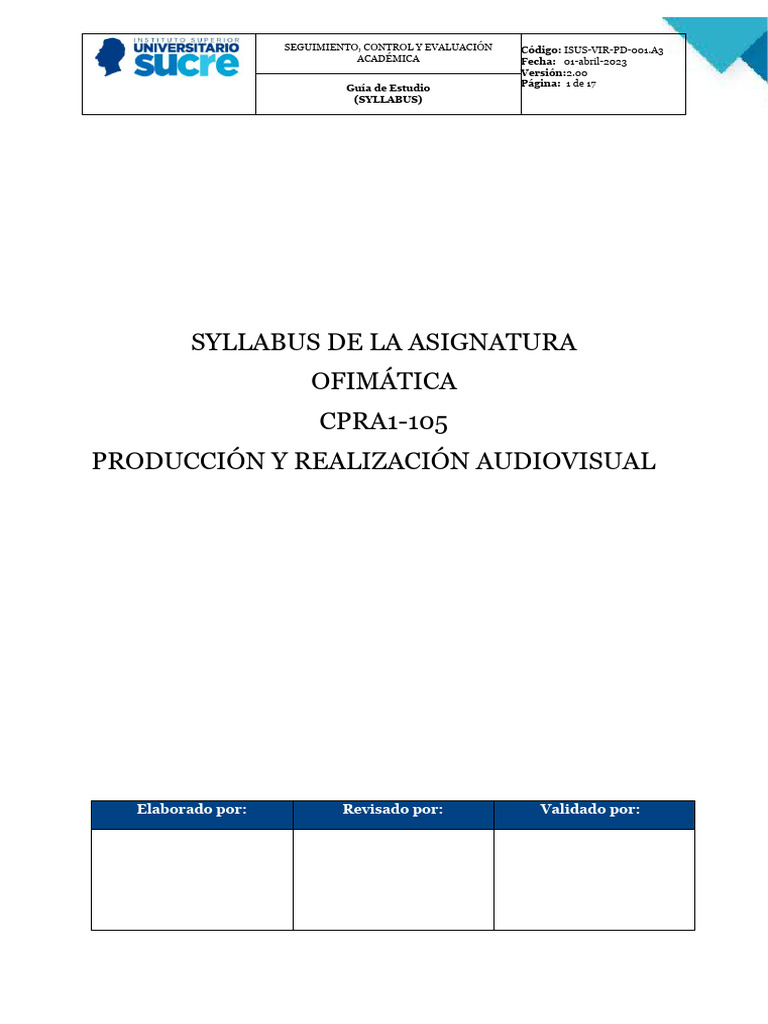 Isus Syllabus Ofimatica Cpra1 105 | PDF | Sustentabilidad