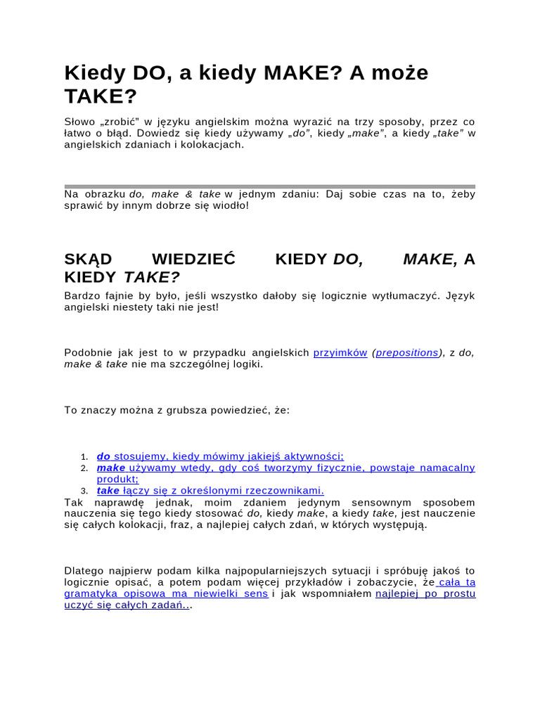Kiedy DO Make Take | PDF