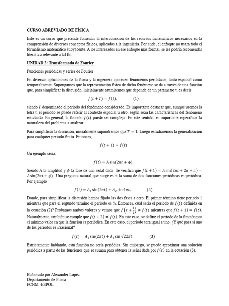 Unidad2-SERIES DE FOURIER | PDF | Integral | Transformada de Fourier