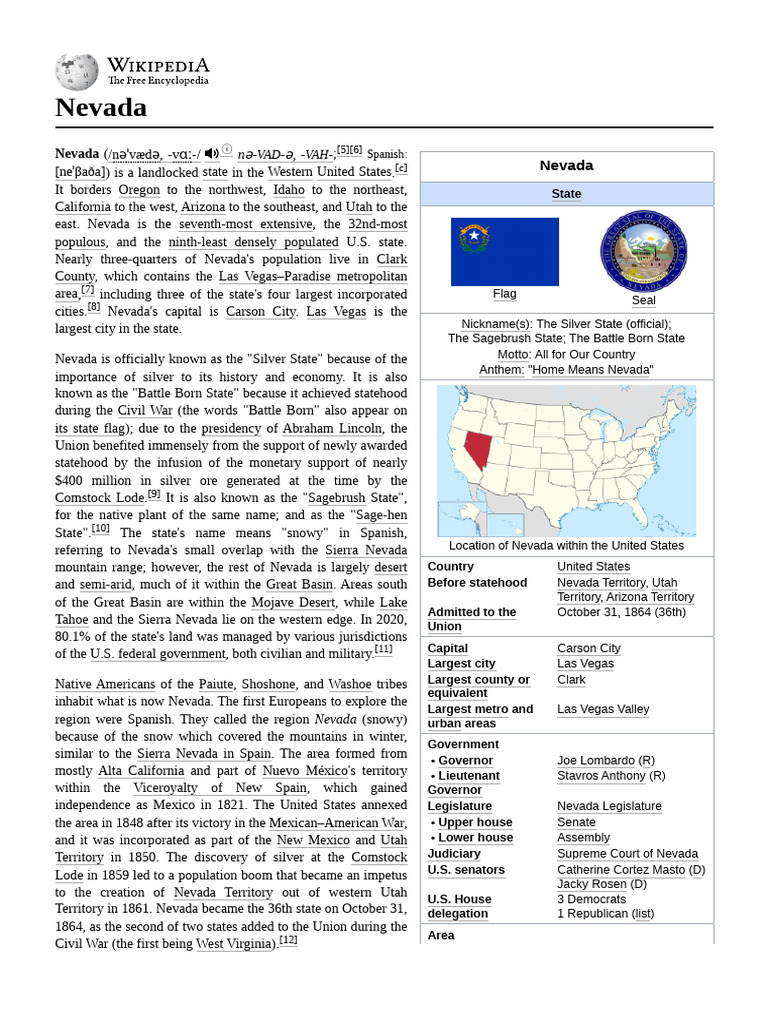 Nevada | PDF | Nevada | Race And Ethnicity In The United States Census