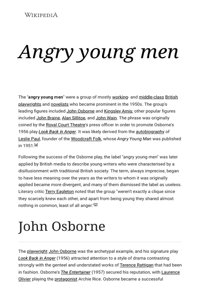 Angry young men - Wikipedia | PDF | British Literature