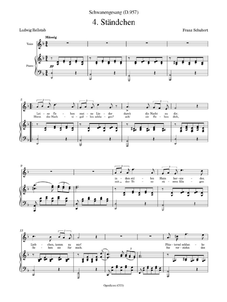 Standchen Schwanengesang Schubert | PDF
