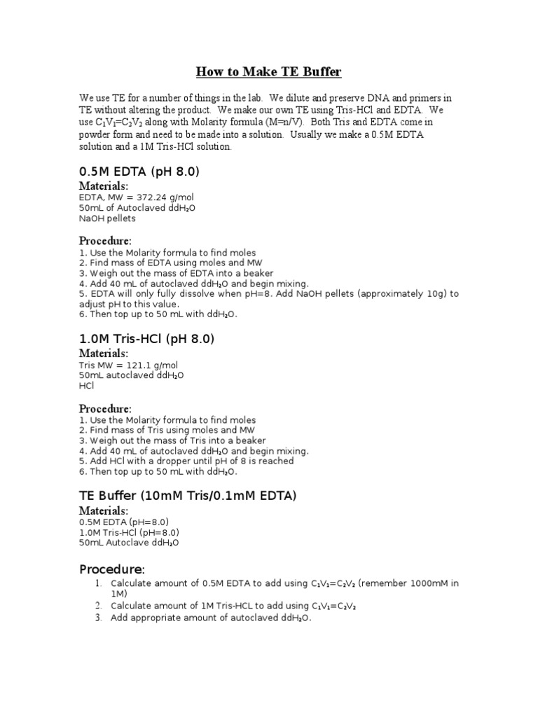 Tris Edta Buffer Solution Recipe | Bryont Blog