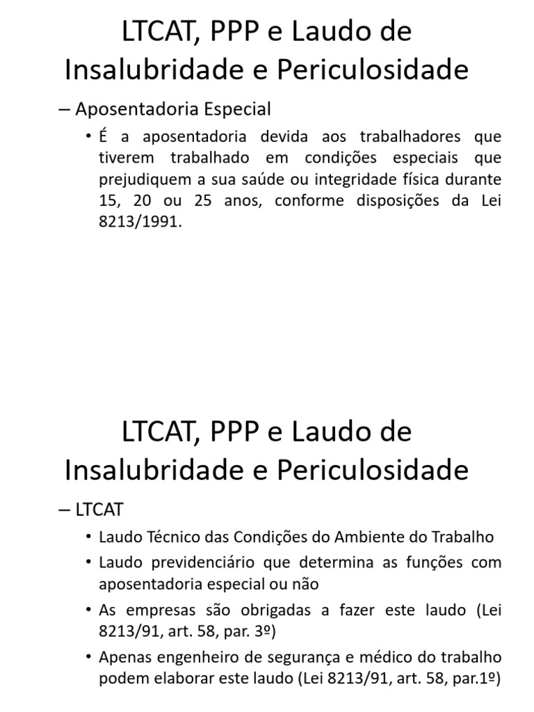 LTCAT - PPP e Laudo de Insalubridade e Periculosidade | PDF