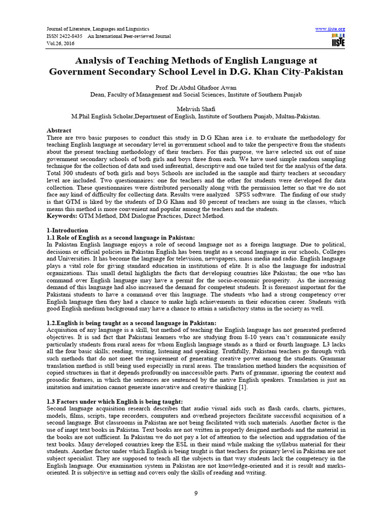 Teaching English Methods in D.G. Khan | PDF | Second Language ...
