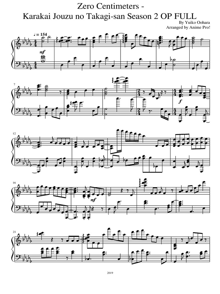 Zero Centimeters - Karakai Jouzu No Takagi-San Season 2 OP FULL | PDF