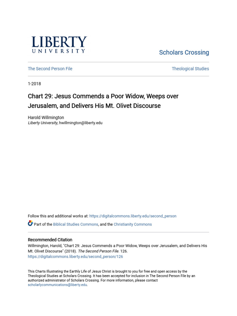 Chart 29 - Jesus Commends A Poor Widow Weeps Over Jerusalem and | PDF ...