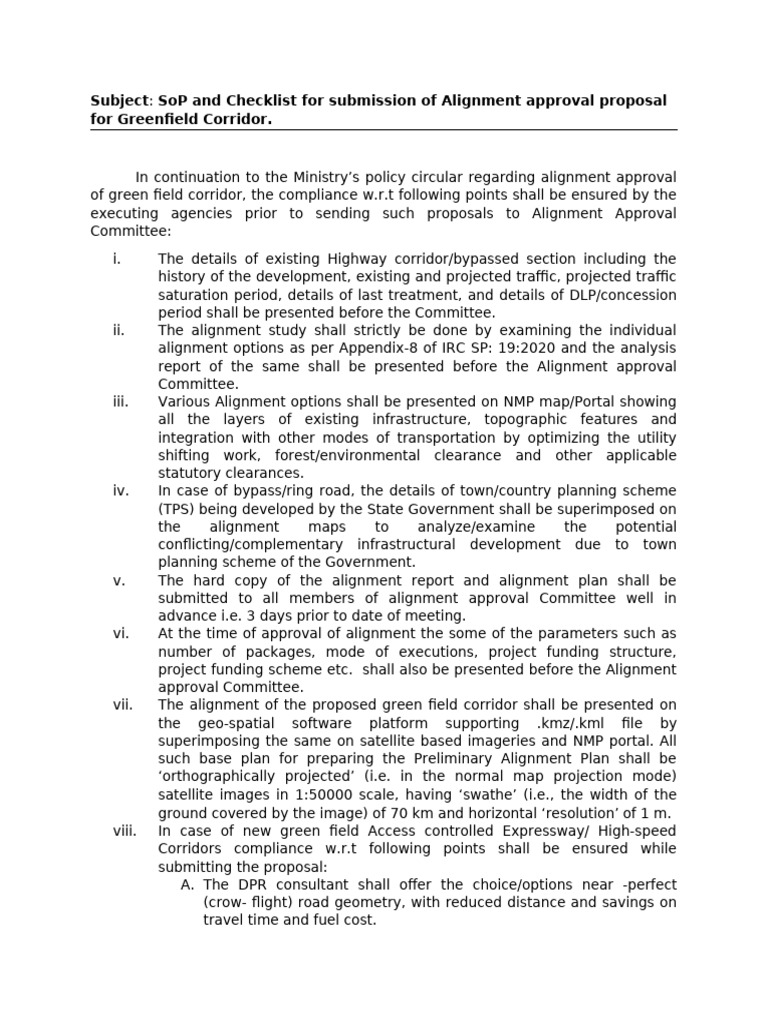 Alignment Approval Submission Checklist | PDF | Road Infrastructure ...