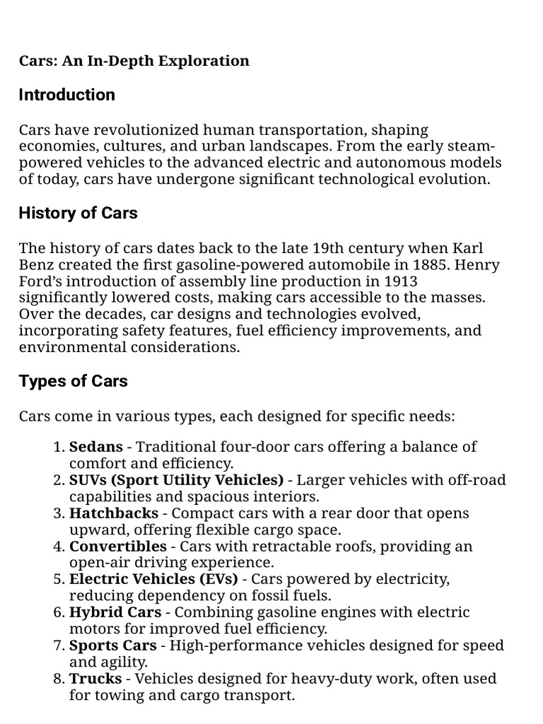 Cars Research | PDF