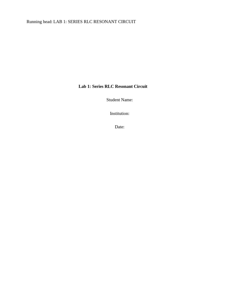 Lab 1 Series RLC Resonant Circuit | PDF | Resonance | Electrical Impedance