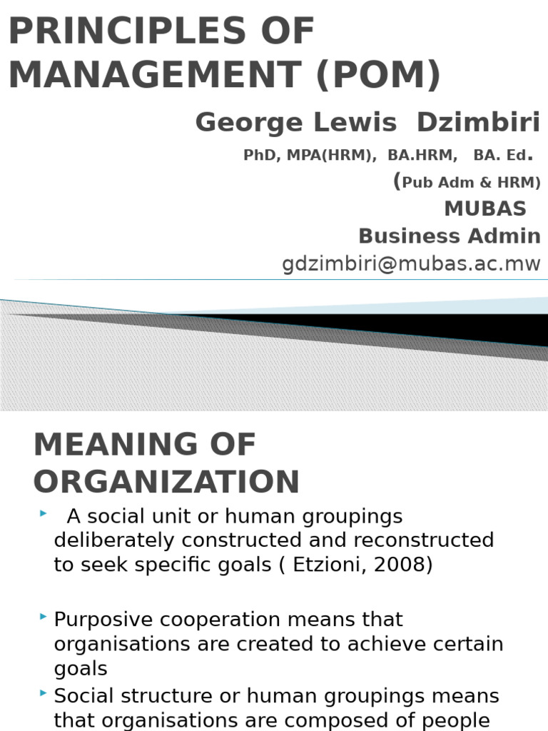 Principles of Management | PDF | Organizational Behavior | Behavioural ...