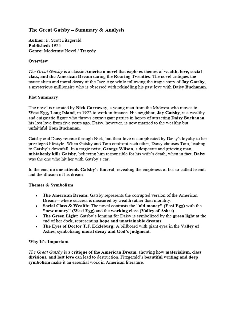 The Great Gatsby | PDF