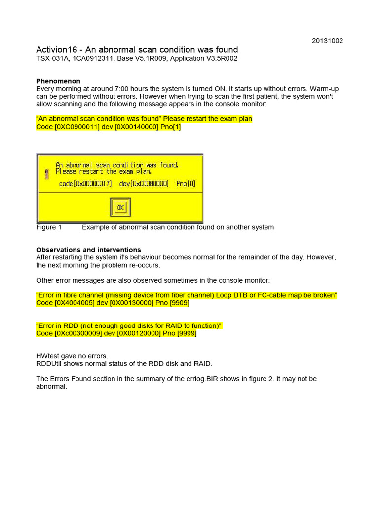 Abnormal Scan Condition on Activion16 | PDF | Computing