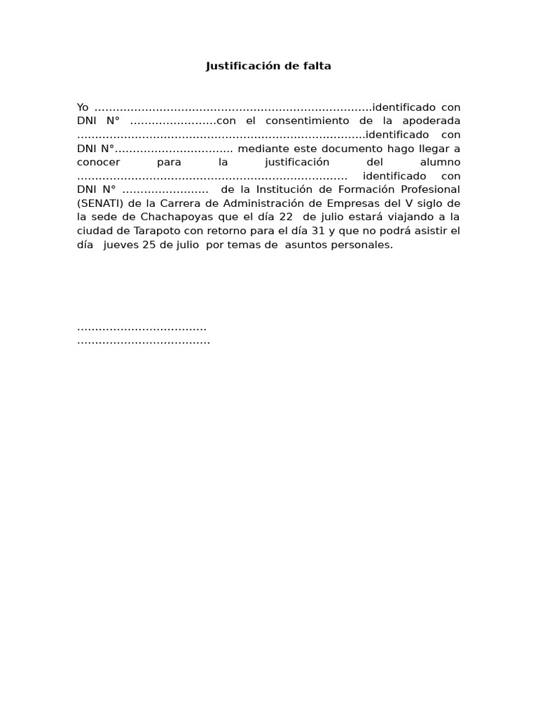 Justificación de Falta | PDF