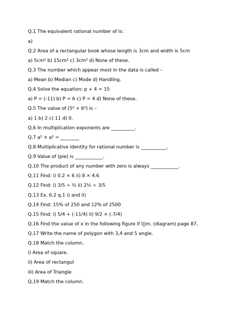 7th Maths 2025 | PDF