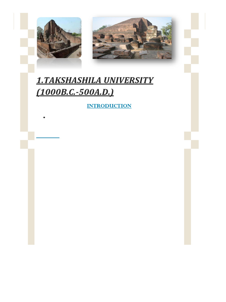 Takshashila University: Ancient Learning Hub | PDF