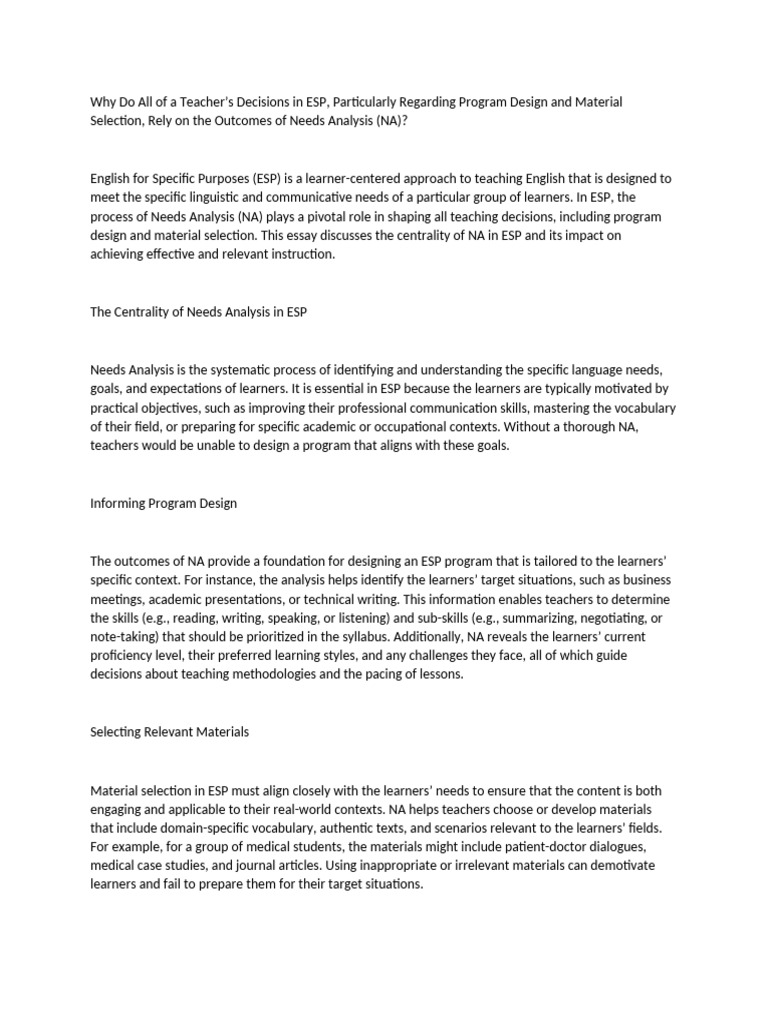 Esp Question 10 Final Test | PDF | Learning | Teachers