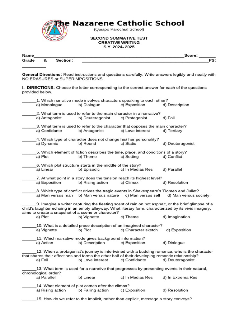 Creative Writing Final Exam | PDF | Narrative | Plot (Narrative)